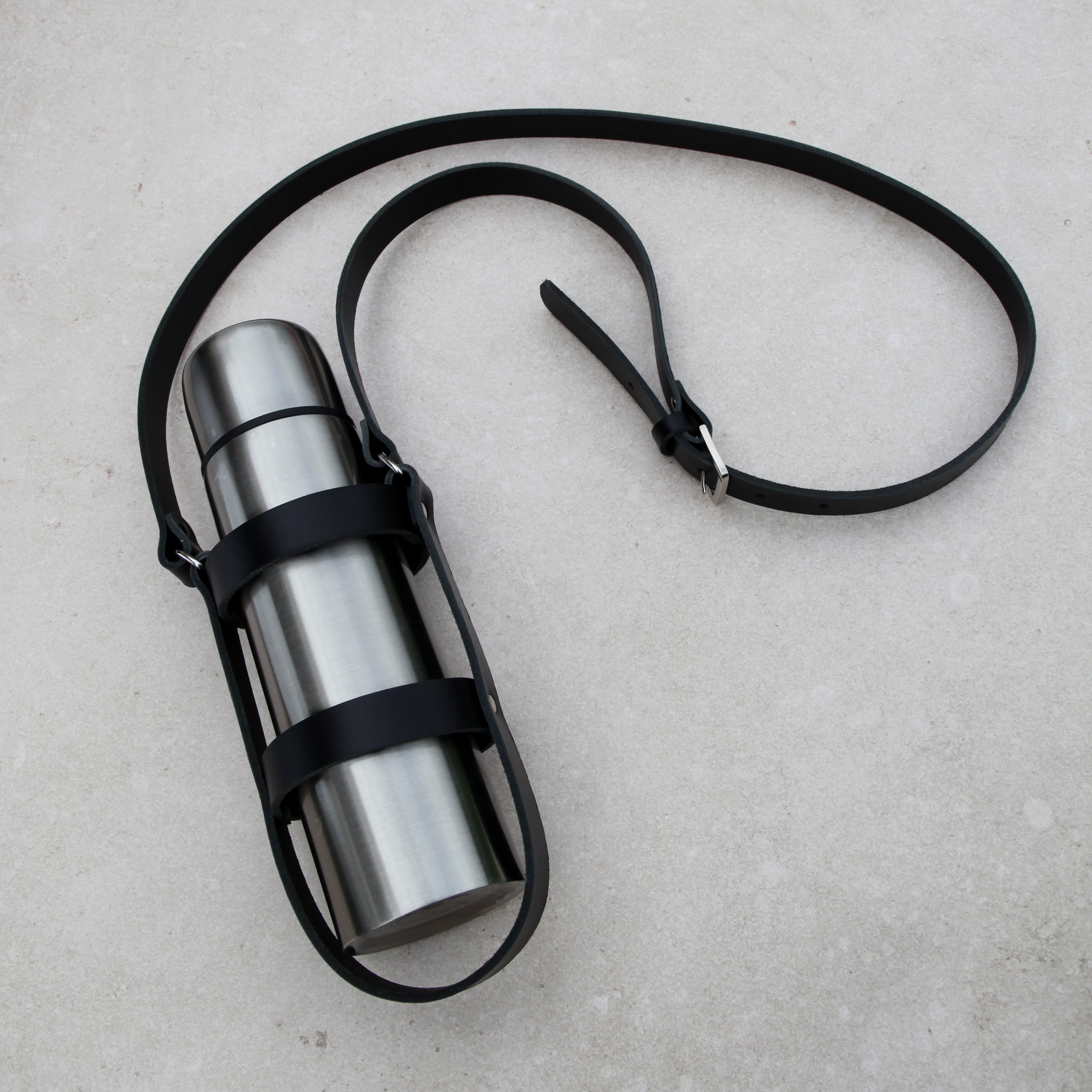 Leather Bottle Holder Black | Handmade Water Bottle Holder | Wine ...