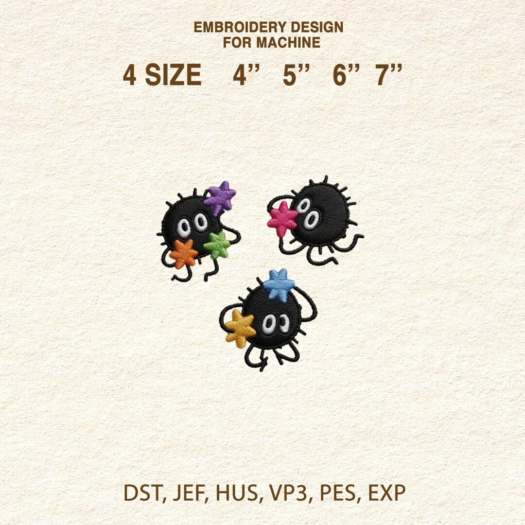 Cute Soot Sprite Embroidery Design Bundle, Little Dust Creatures With ...