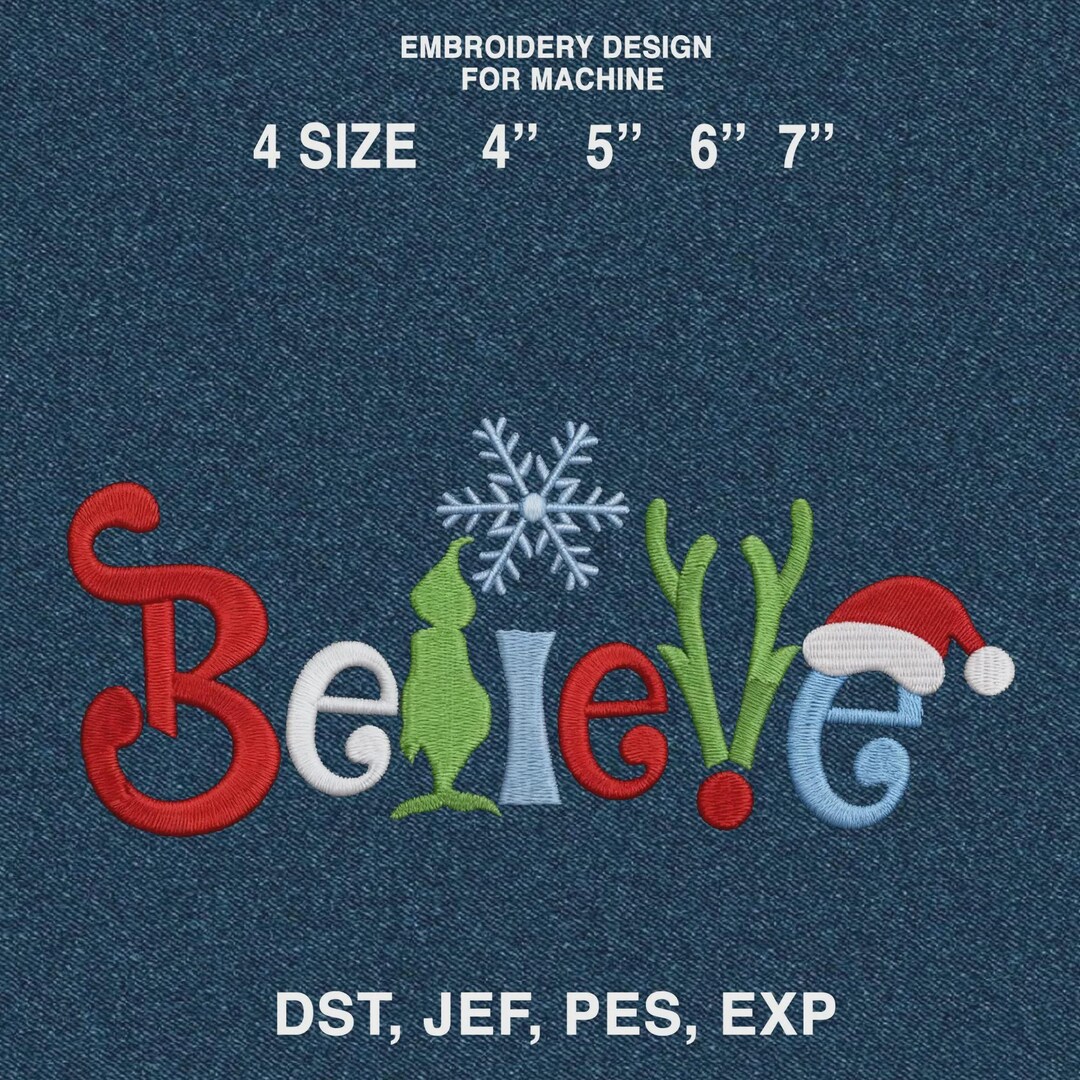 Christmas Embroidery Designs, Believe Embroidery Design, Believe ...