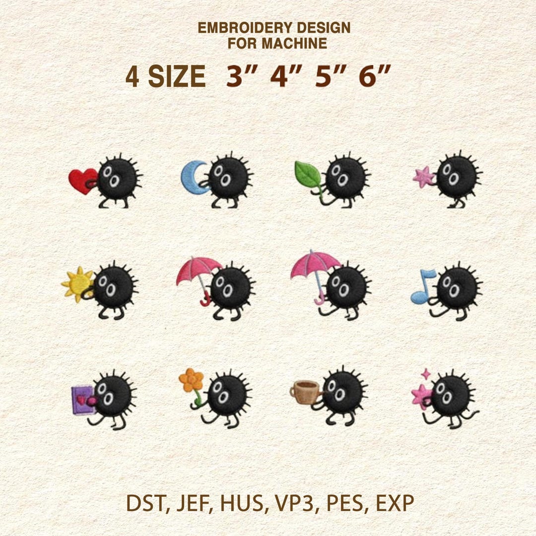 Bundle Cute Soot Sprite Embroidery Design Bundle, Little Dust Creatures ...