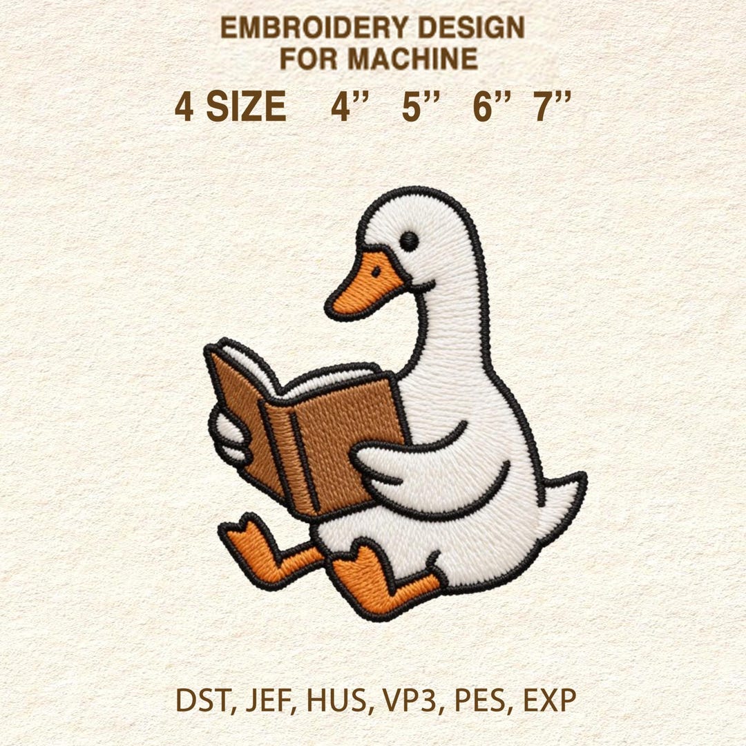Reading Goose With Book Machine Embroidery Design - Etsy