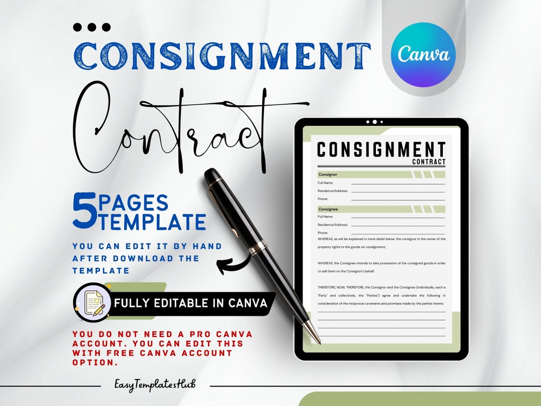 Professional Consignment Contract Template, Consignment Store Agreement ...