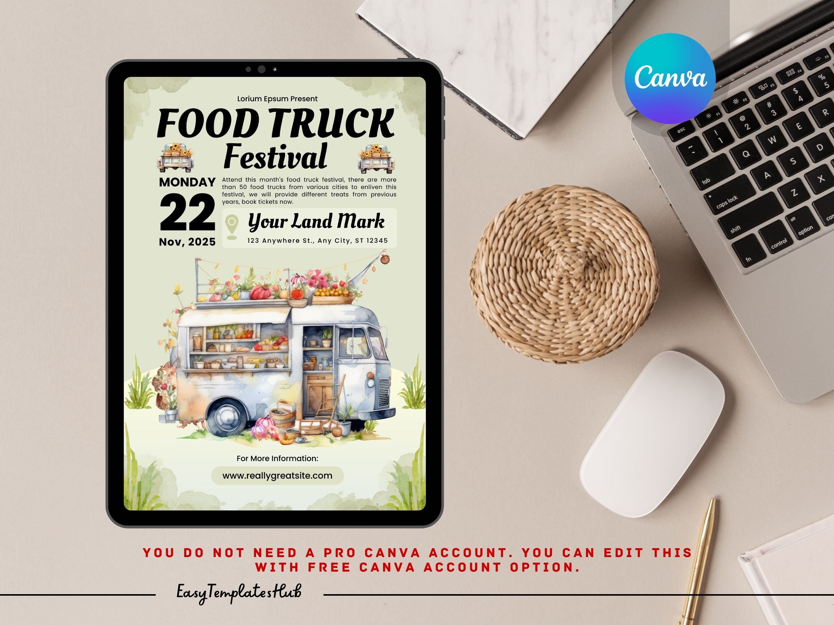 Editable Food Truck Theme Template, Food Truck Flyer, Food Truck ...