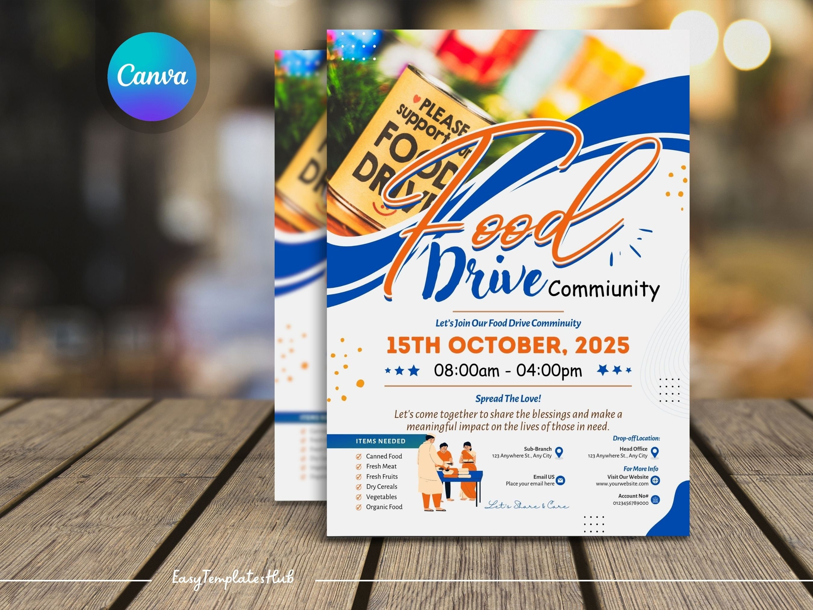 Food Drive Flyer, Fall Food Drive Flyer, Charity Fundraiser Flyer ...