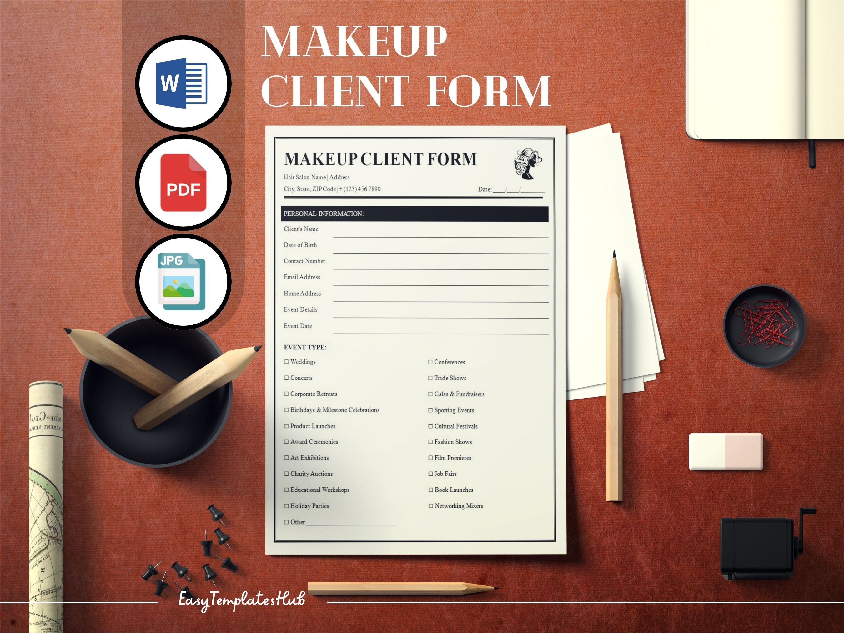 Professional Makeup Client Form, Makeup Artist Forms, Makeup Artist ...