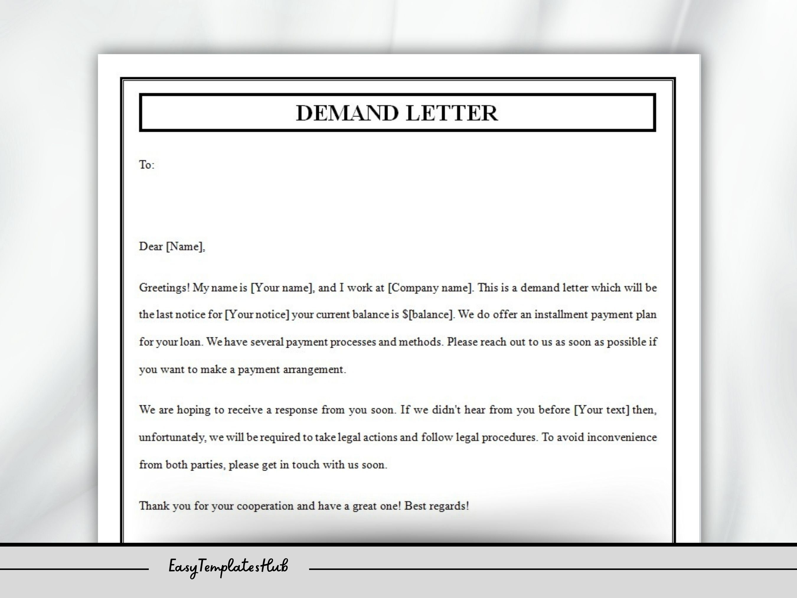 Professional Demand Letter, Demand Letter Template, Demand Letter ...