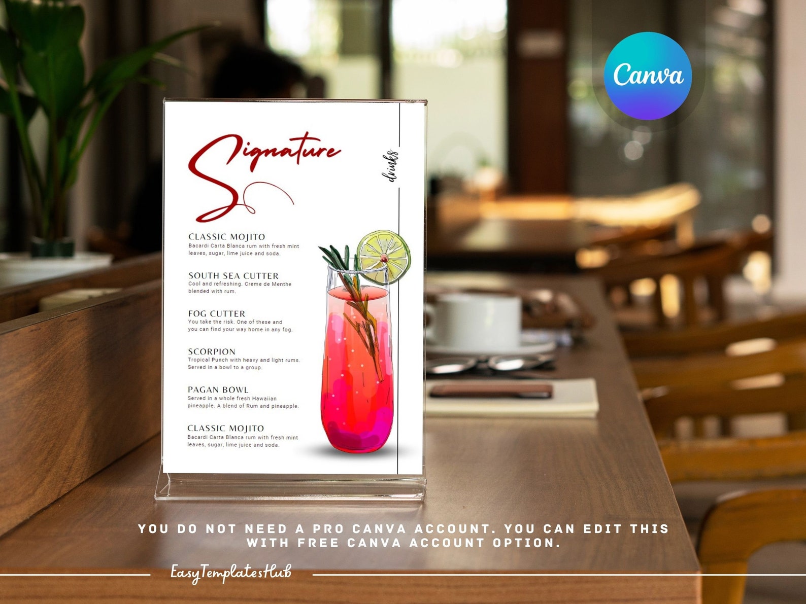 Signature Drink Sign, Bar Menu Template, Minimalist Signature Drink ...
