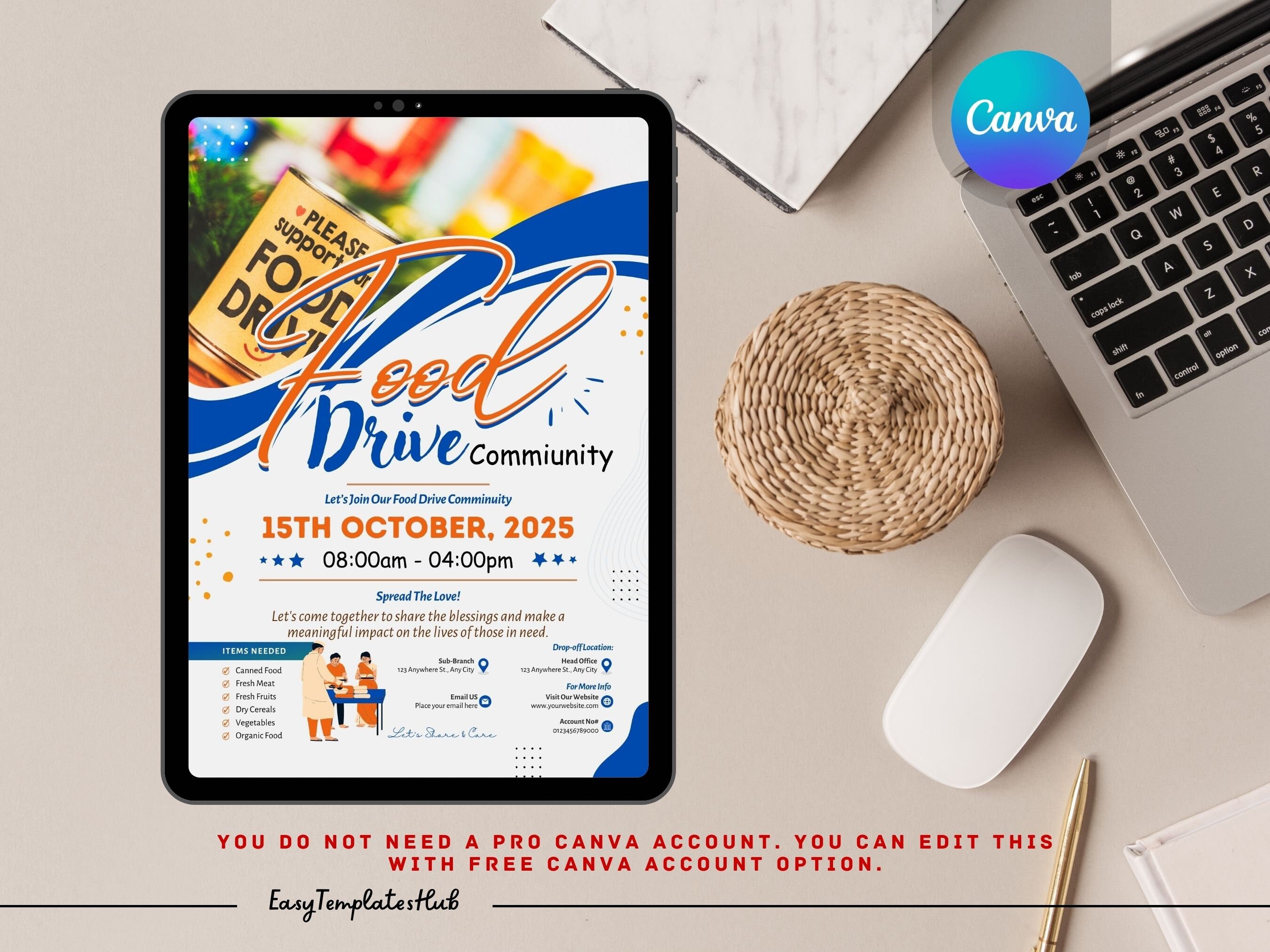 Food Drive Flyer, Fall Food Drive Flyer, Charity Fundraiser Flyer ...
