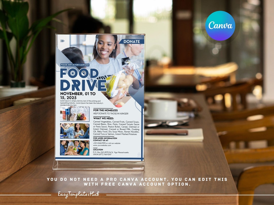 Food Drive Template Fall Food Drive Flyer, Fall Food Bank Charity Event ...