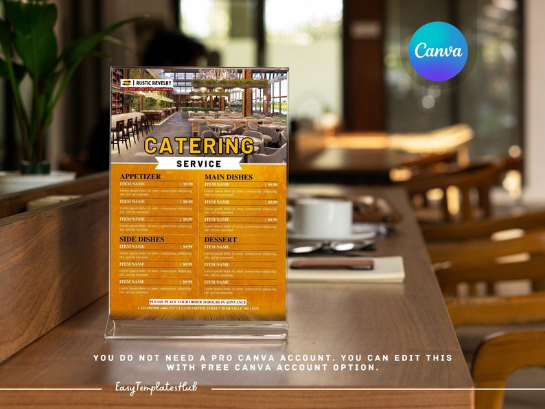 Editable Restaurant Menu, Catering Menu, Catering Price List, Catering ...