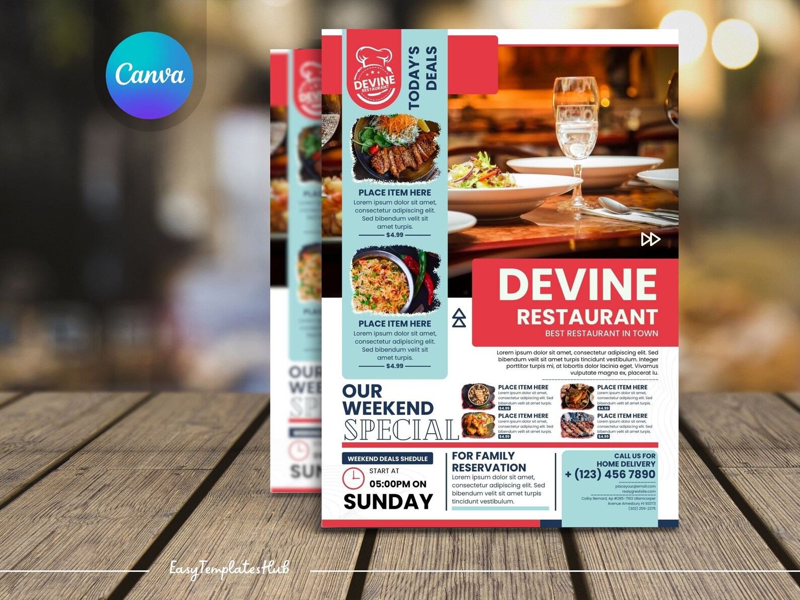 Food Business Flyer, Restaurant Flyer, Cafe Flyer Template, Editable ...