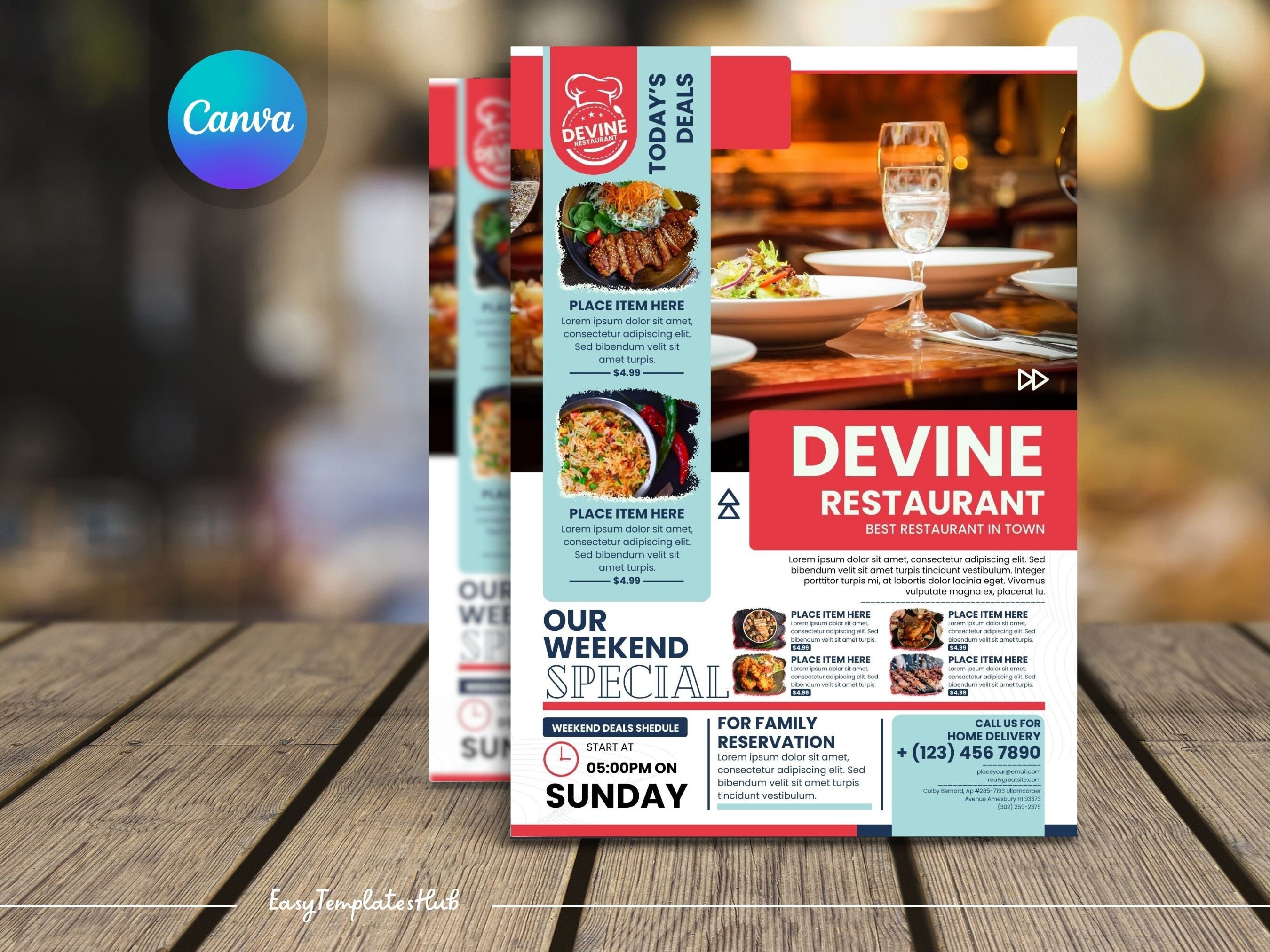 Food Business Flyer, Restaurant Flyer, Cafe Flyer Template, Editable ...