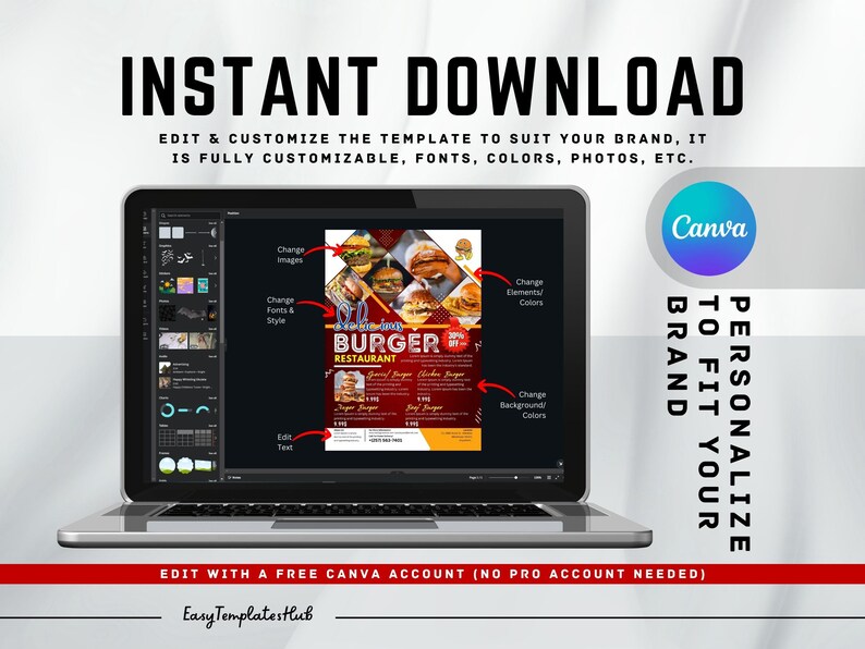 Burger Flyer Template, Food Flyer Template, DIY Canva Burger Flyer ...