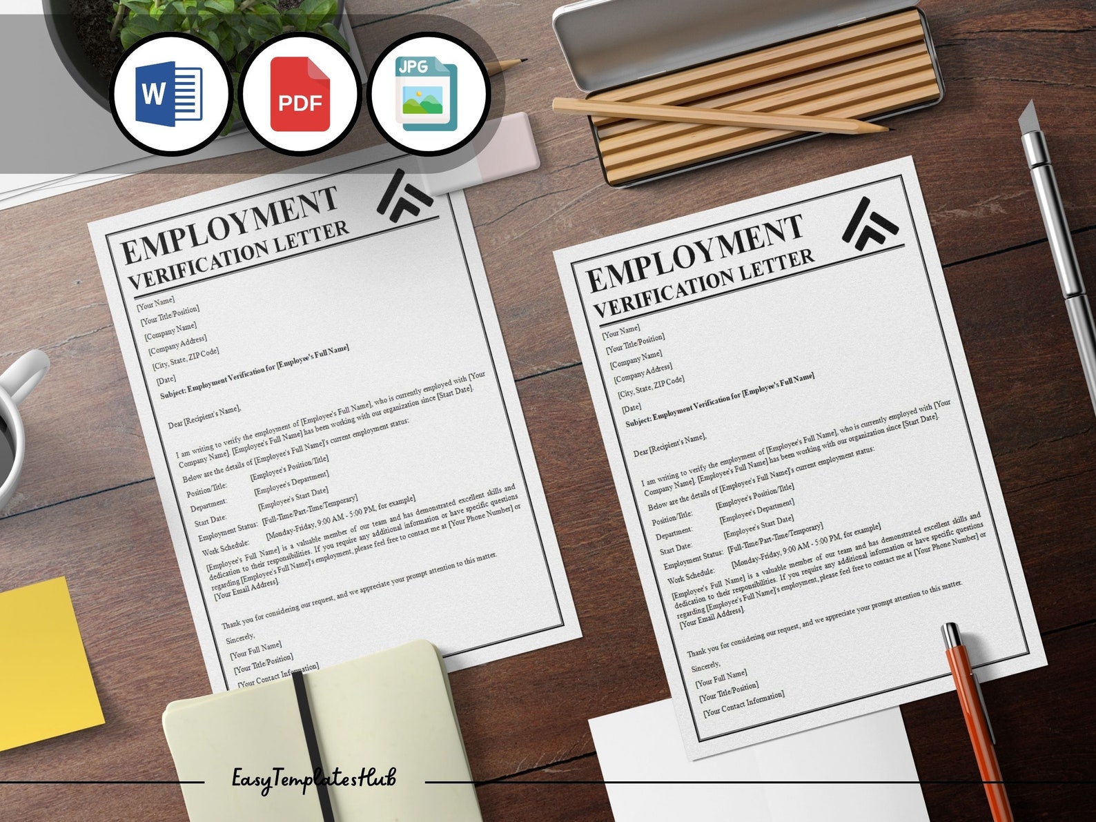 Employment Verification Letter, Editable Employment Verification ...