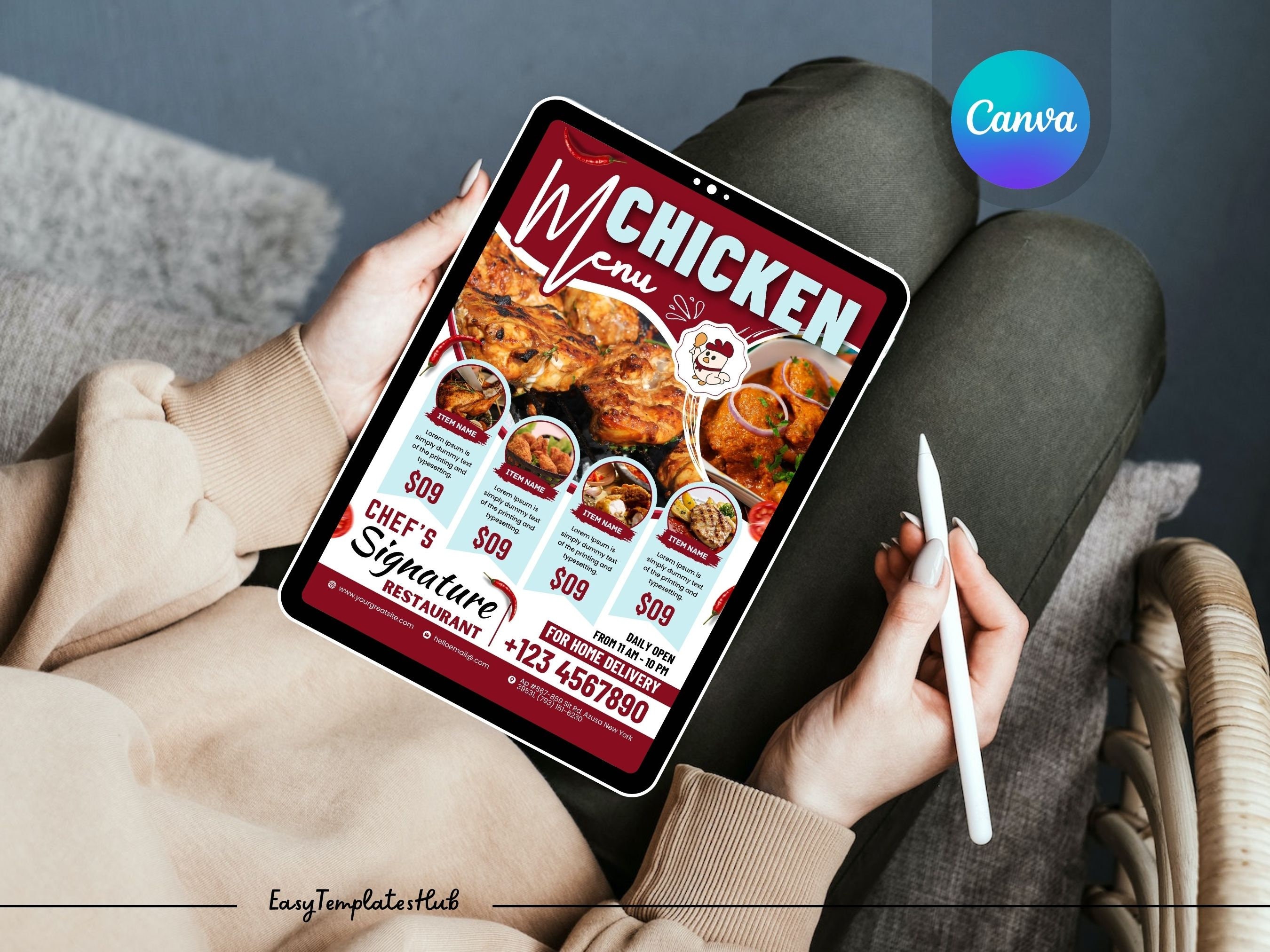 Chicken Dinner Flyer, Fry Chicken Food Menu, Editable Restaurant Menu ...