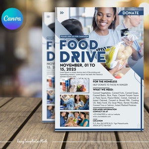 Food Drive Template Fall Food Drive Flyer, Fall Food Bank Charity Event ...