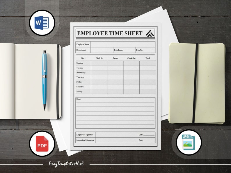 Professional Employee Weekly Time Sheet, Employee Time Sheet, Student ...