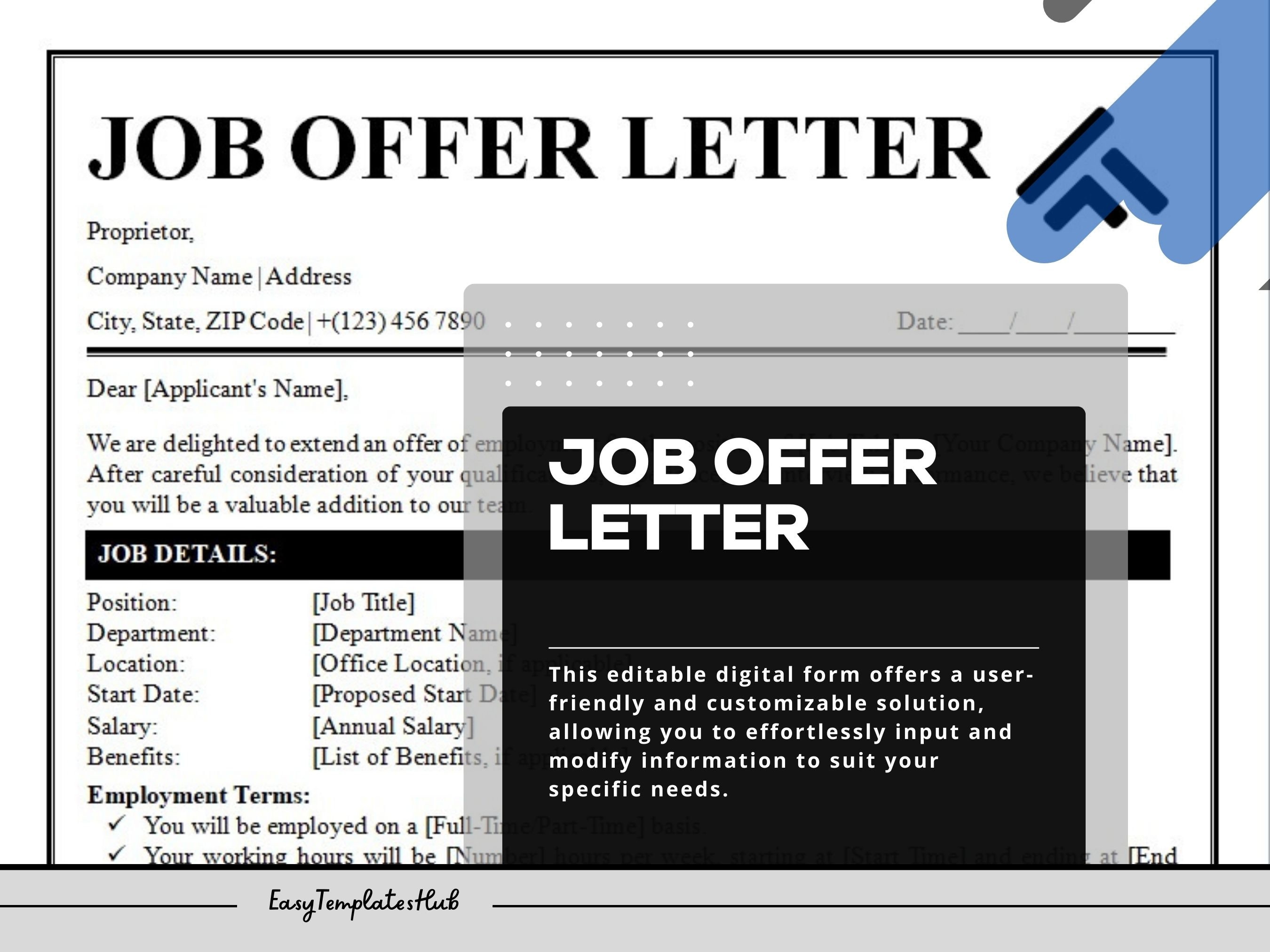 Professional Job Offer Letter, Employment Job Offer Letter, Editable ...