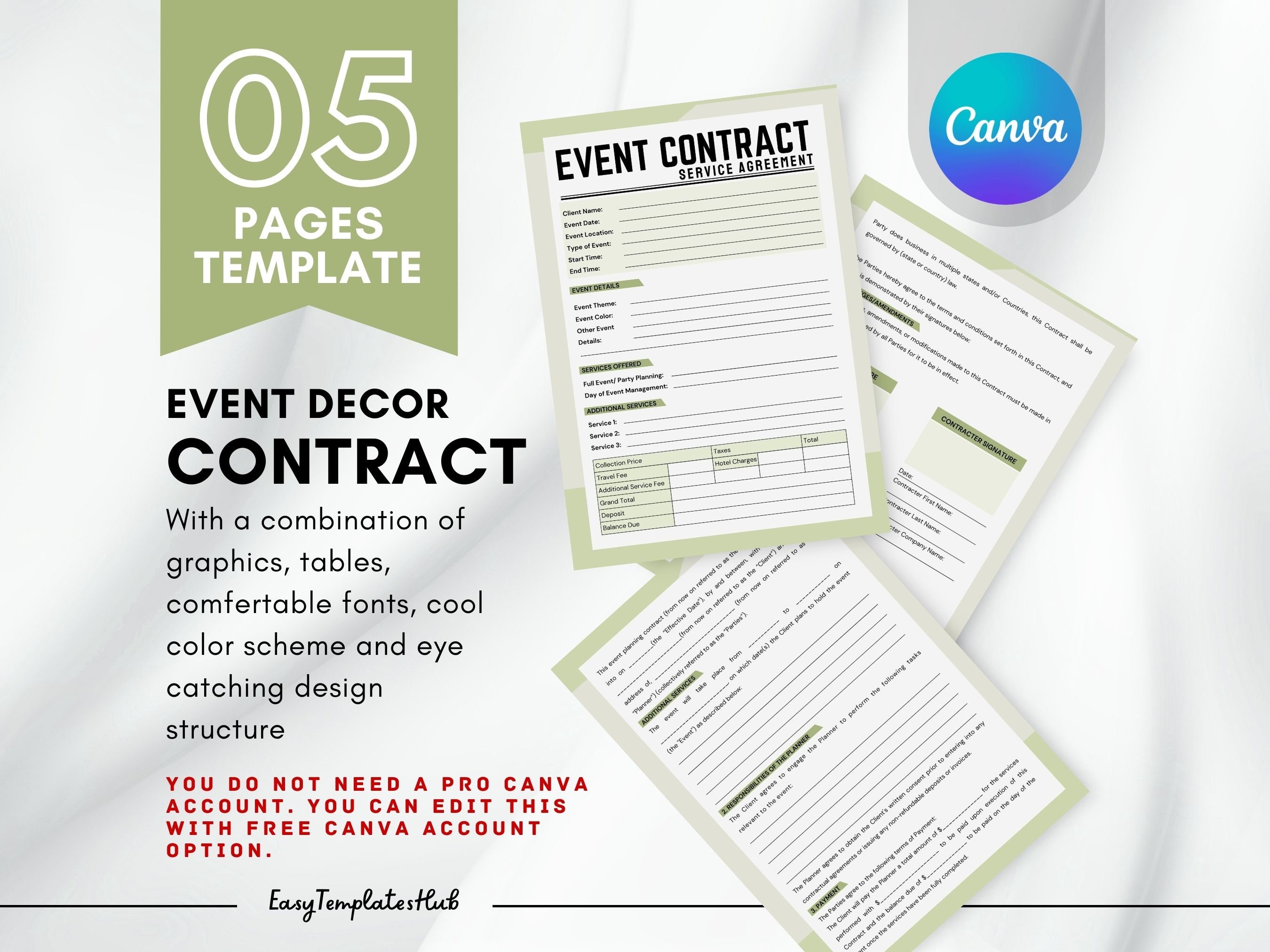 Event Decor Contract Template, Event Decoration Contract, Party Decor ...