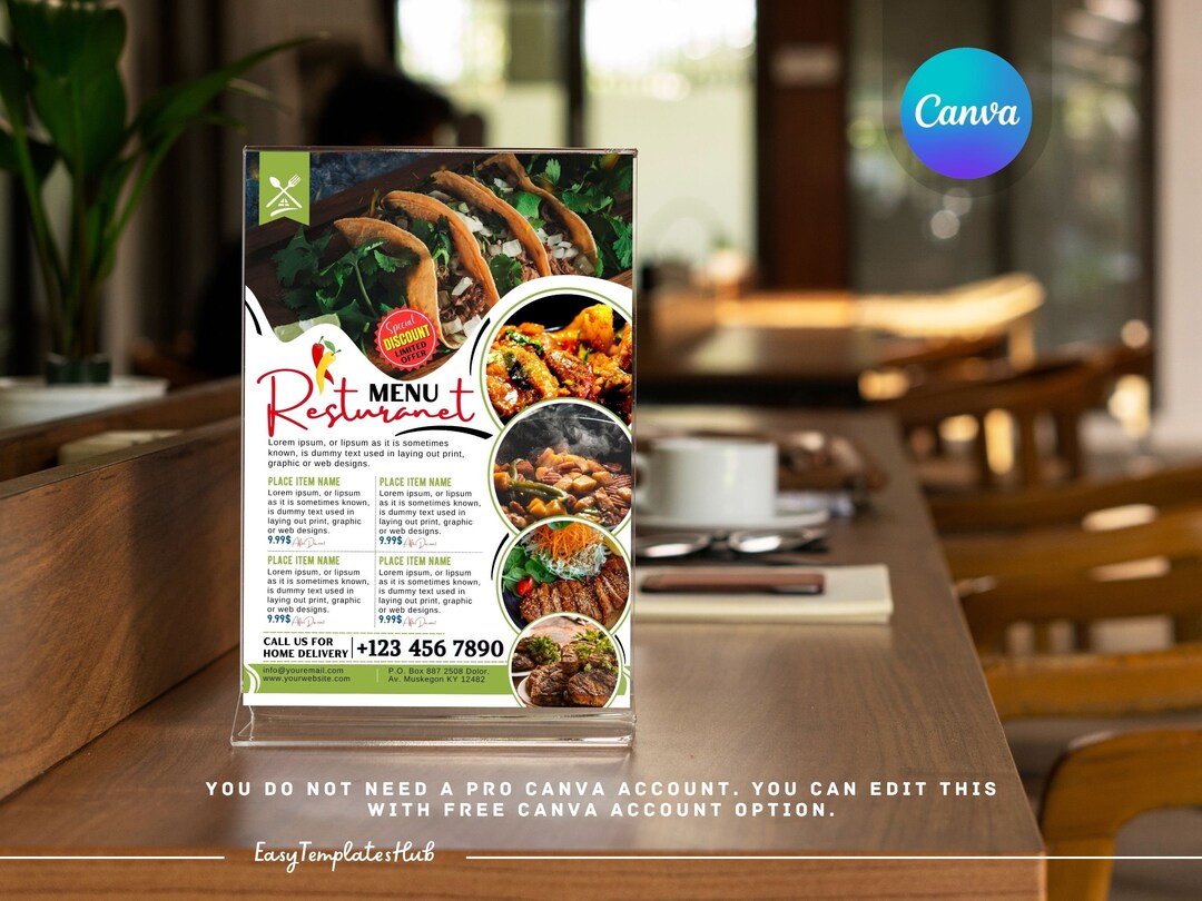 Editable Food Flyer Template, Food Menu Flyer, Restaurant Menu Template ...