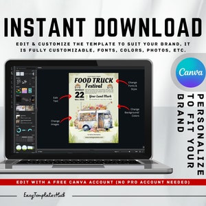 Editable Food Truck Theme Template, Food Truck Flyer, Food Truck ...