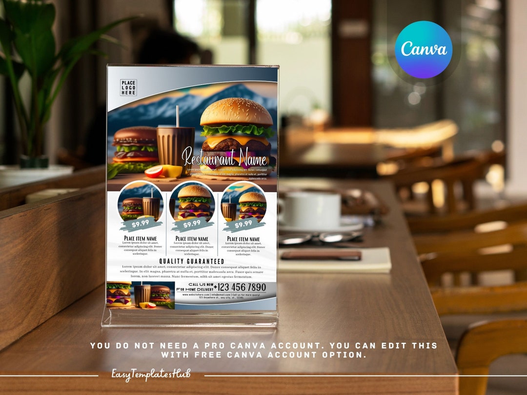 Food Flyer Template, Burger Flyer Template, DIY Canva Burger Flyer ...