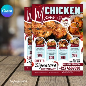 Chicken Dinner Flyer, Fry Chicken Food Menu, Editable Restaurant Menu ...