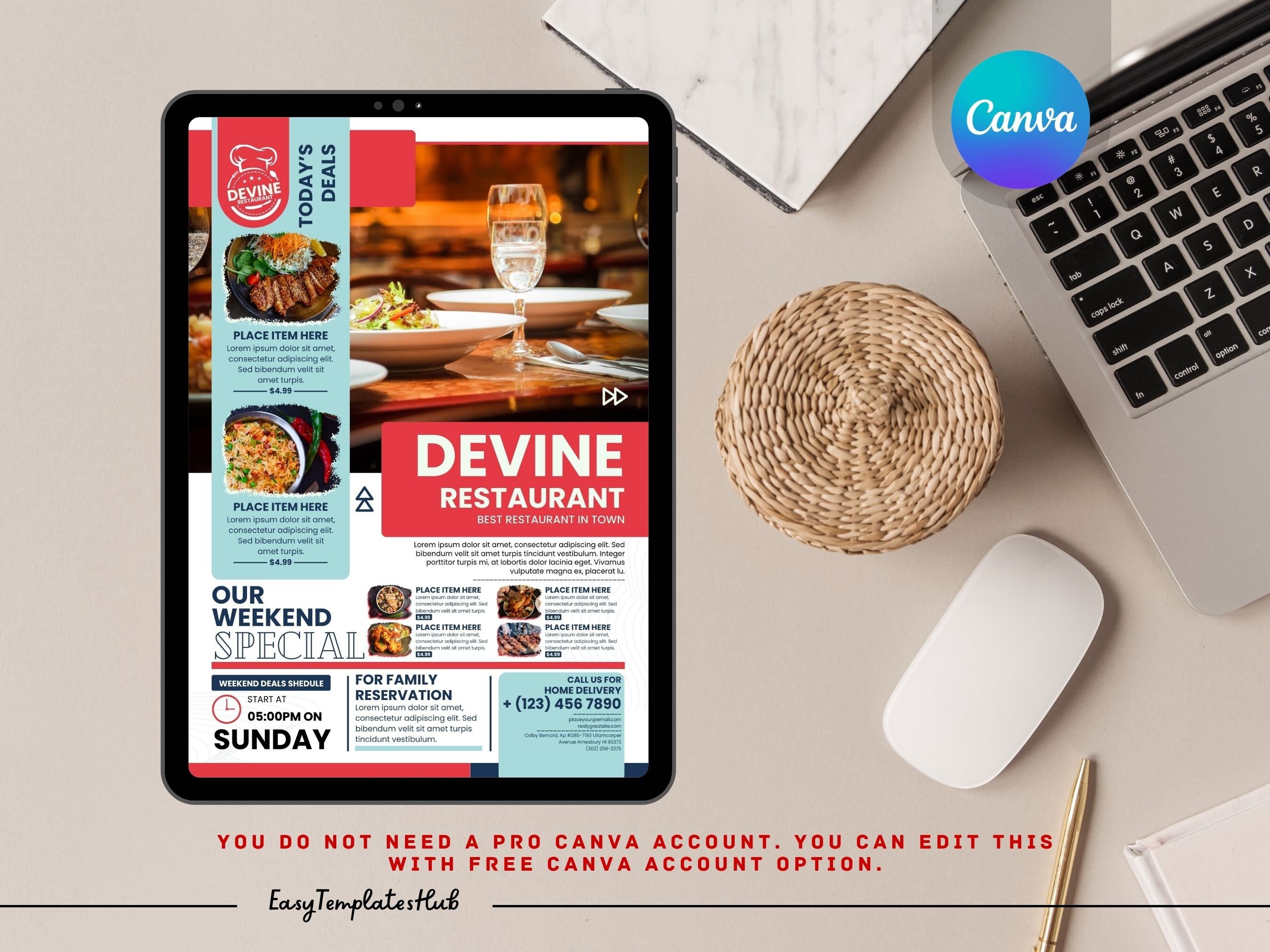 Food Business Flyer, Restaurant Flyer, Cafe Flyer Template, Editable ...