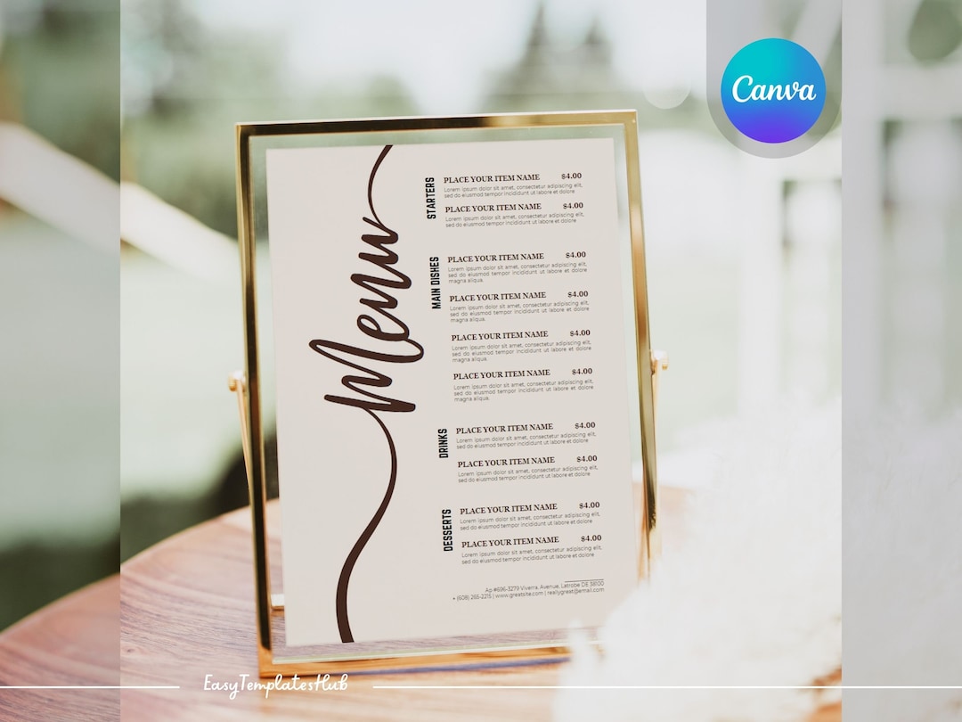 Minimalist Bar Menu Template, Minimalist Wedding Bar Menu Template ...