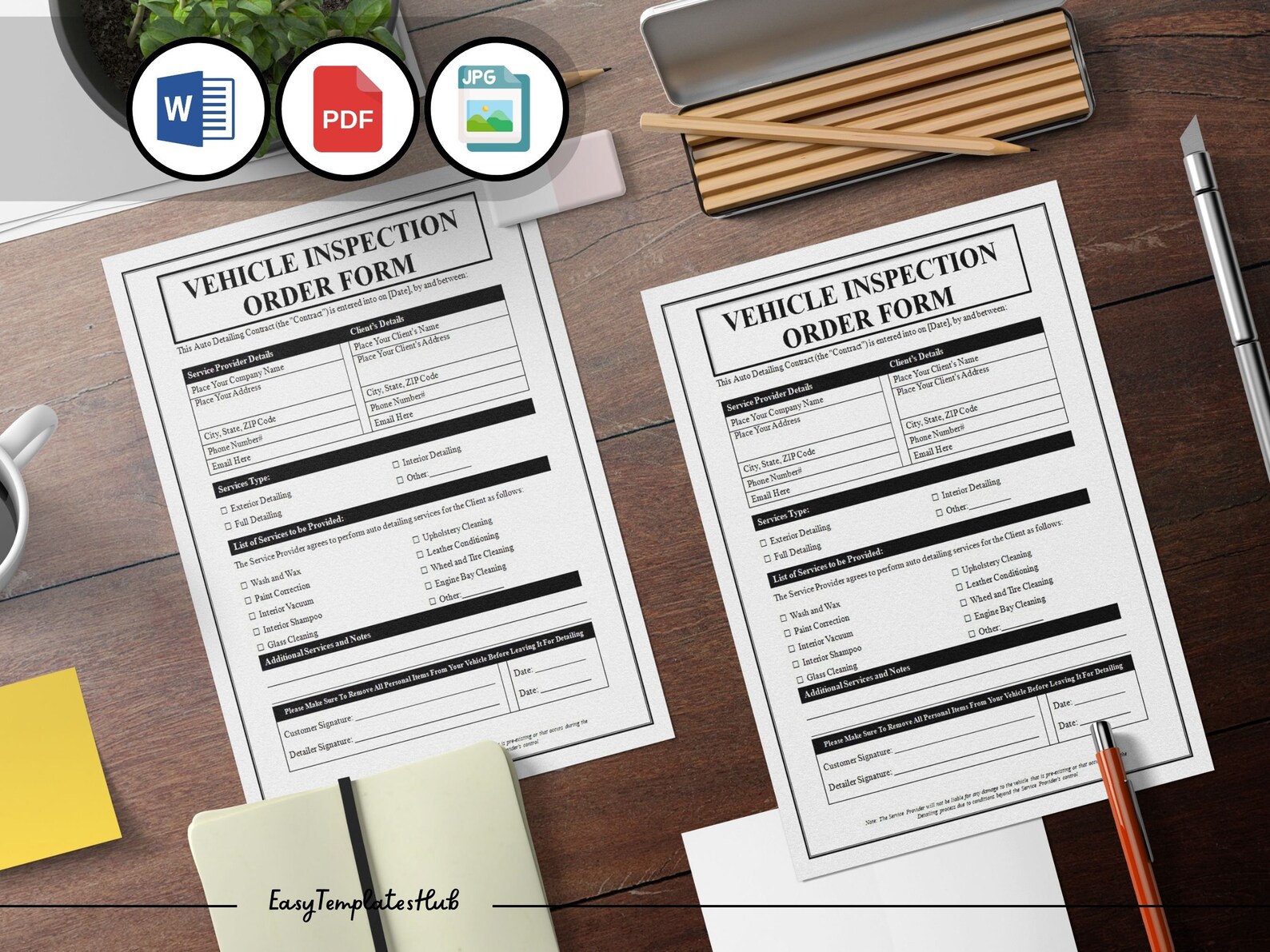 Professional Vehicle Inspection Form, Visual Inspection Form, Printable ...