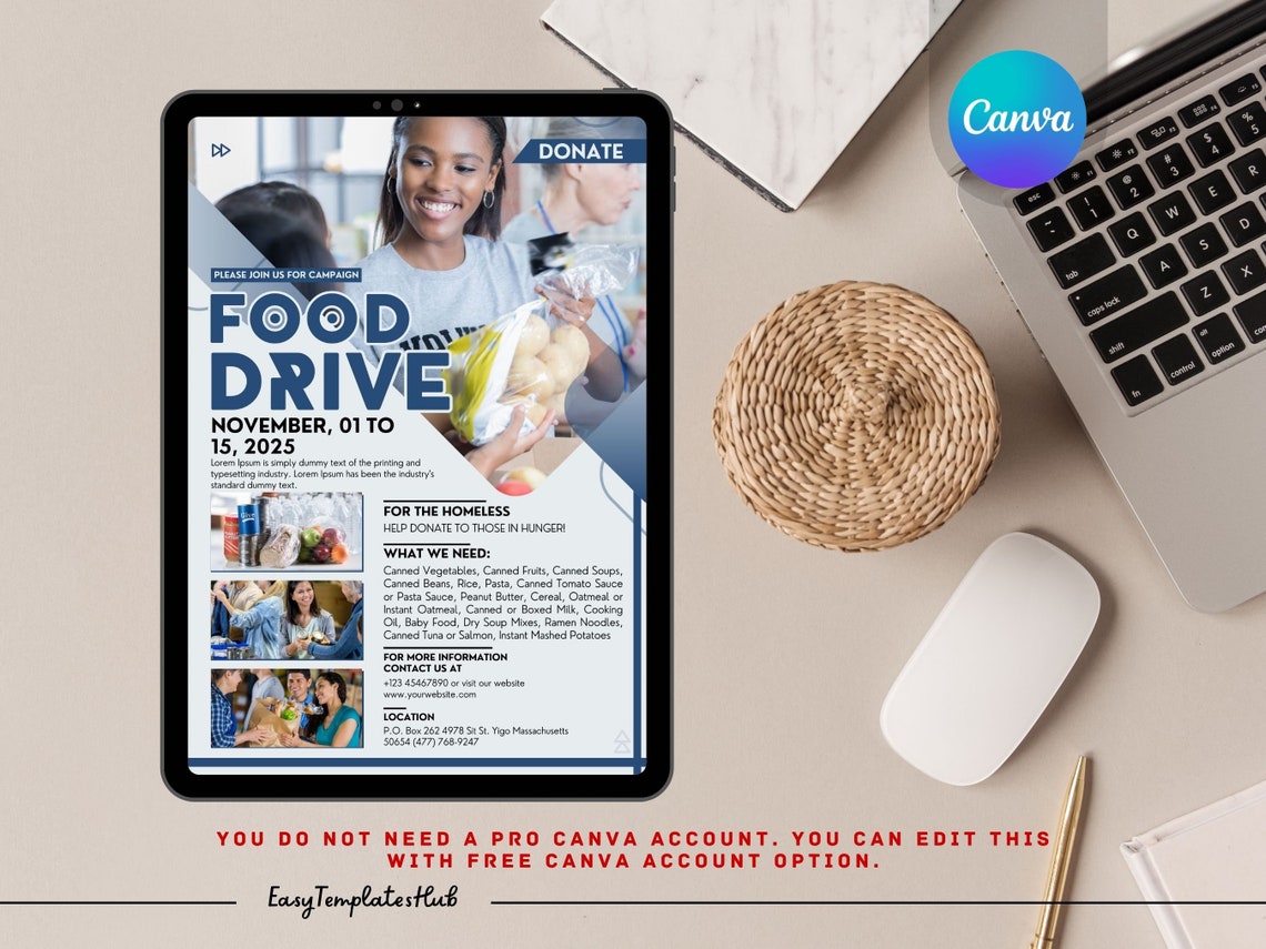 Food Drive Template Fall Food Drive Flyer, Fall Food Bank Charity Event ...