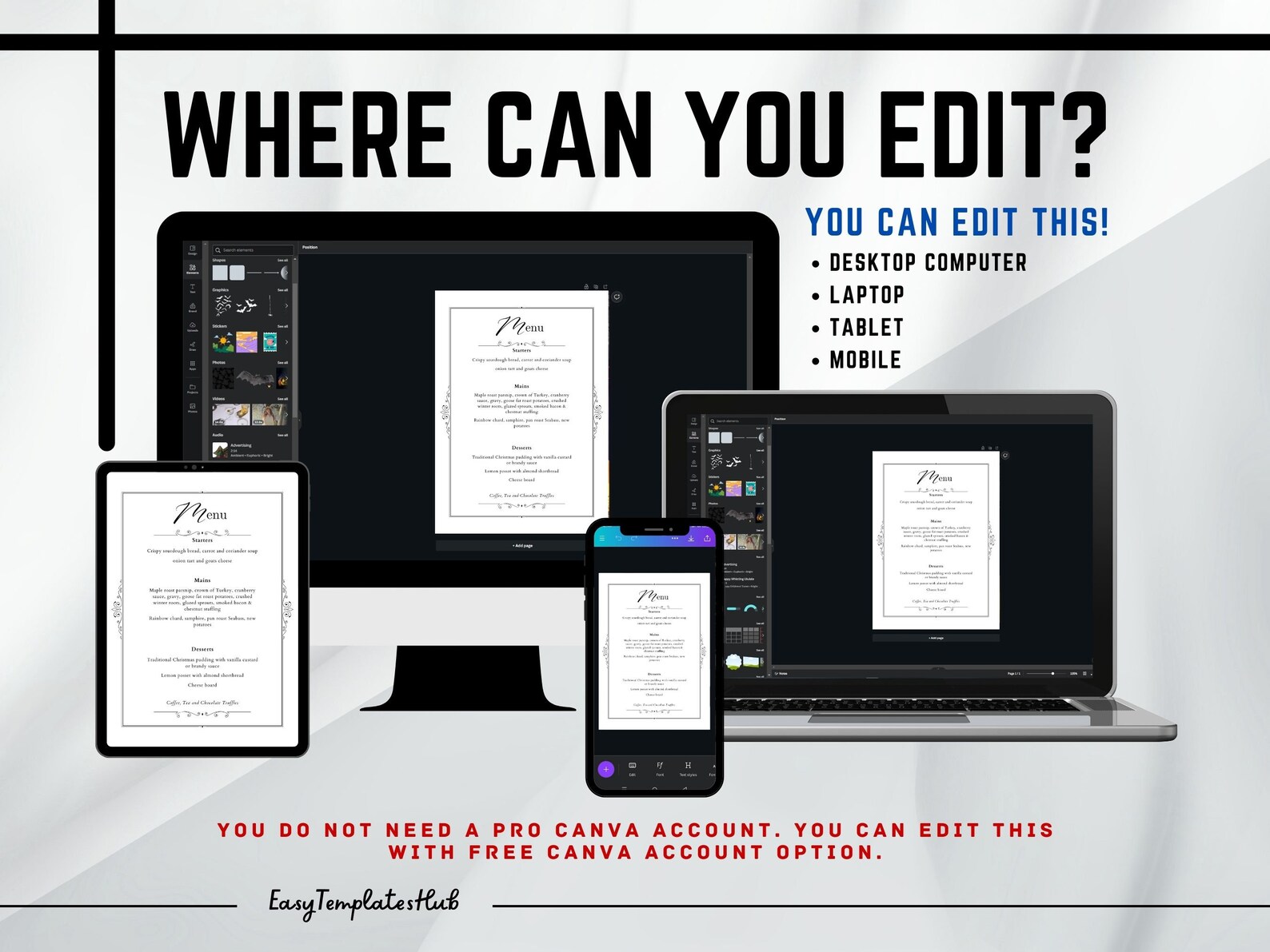 Modern Bar Menu Template, Editable Menu Template, Bar Menu, Minimalist ...