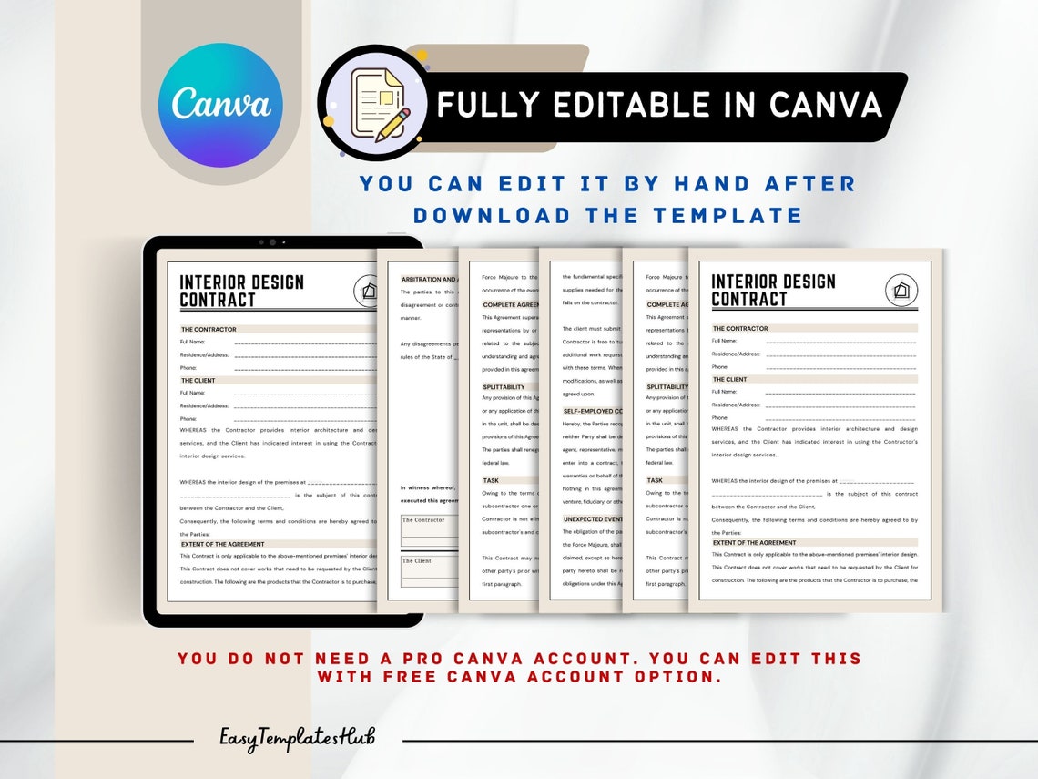 Interior Design Client Contract Template, Interior Design Project ...