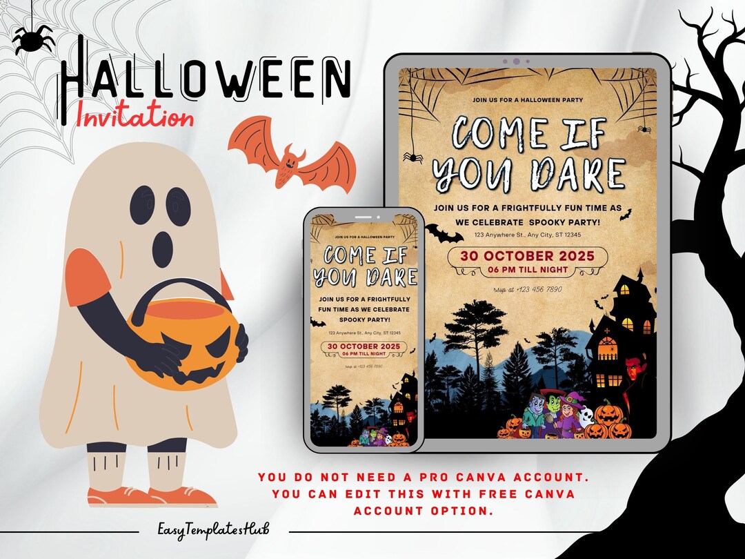 Editable Halloween Invitation, Boo Bash Party, Halloween Party, Kids ...