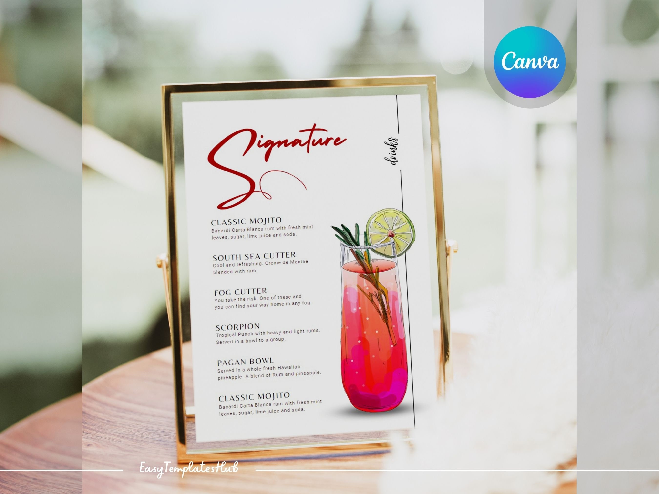 Signature Drink Sign, Bar Menu Template, Minimalist Signature Drink ...