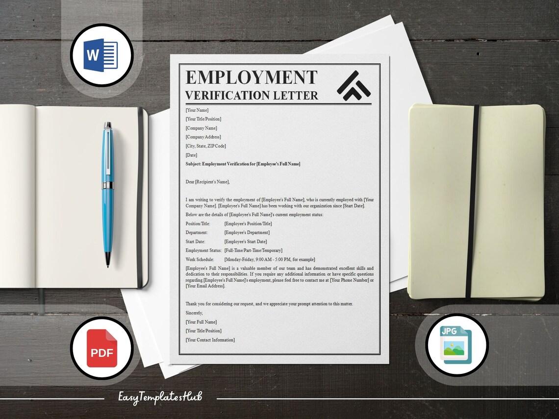 Employment Verification Letter, Editable Employment Verification ...