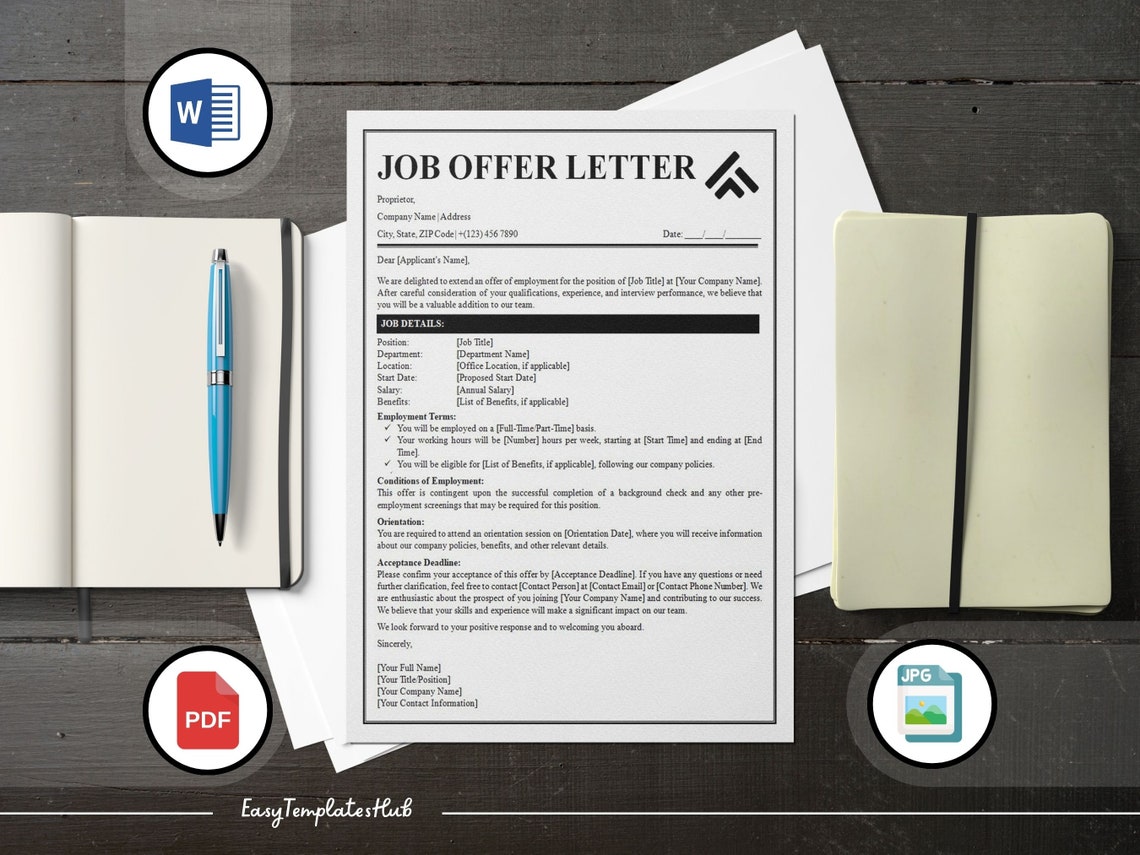 Professional Job Offer Letter, Employment Job Offer Letter, Editable ...