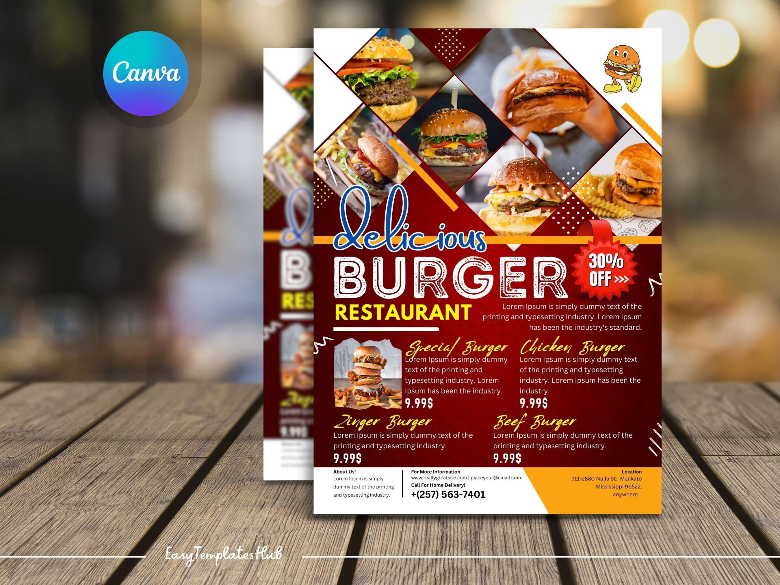Burger Flyer Template, Food Flyer Template, DIY Canva Burger Flyer ...