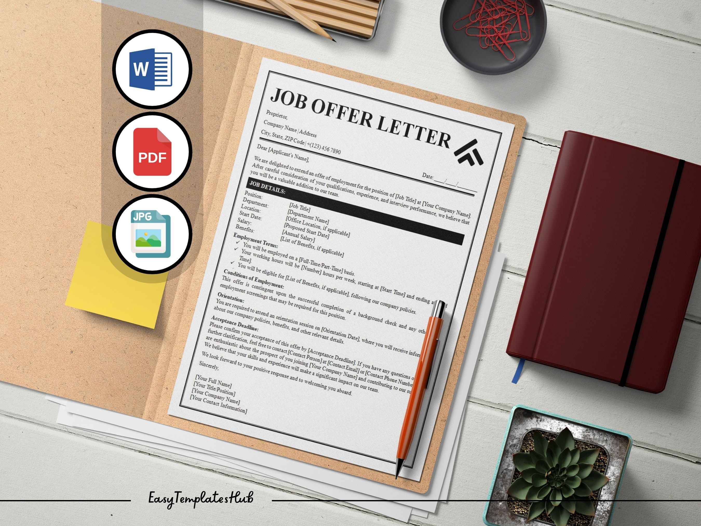 Professional Job Offer Letter, Employment Job Offer Letter, Editable ...
