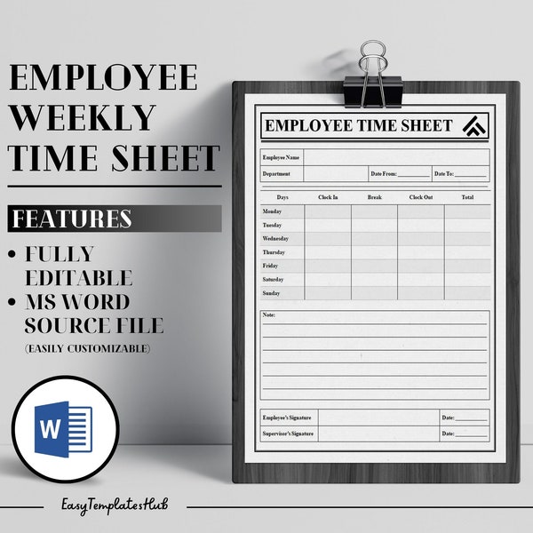 Clock in Out Sheet - Etsy