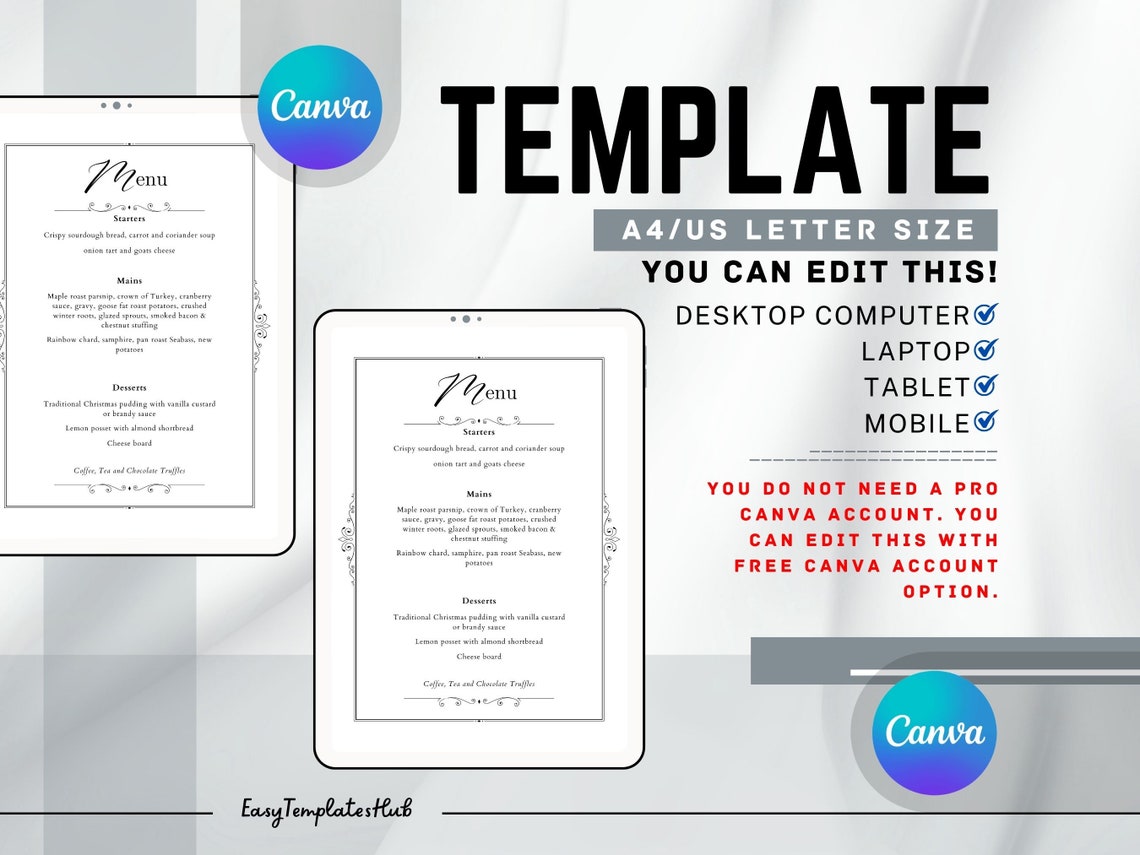 Modern Bar Menu Template Editable Menu Template Bar Menu - Etsy