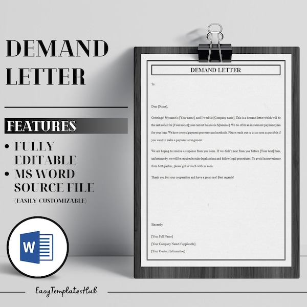 Editable Demand Letter Template - Etsy