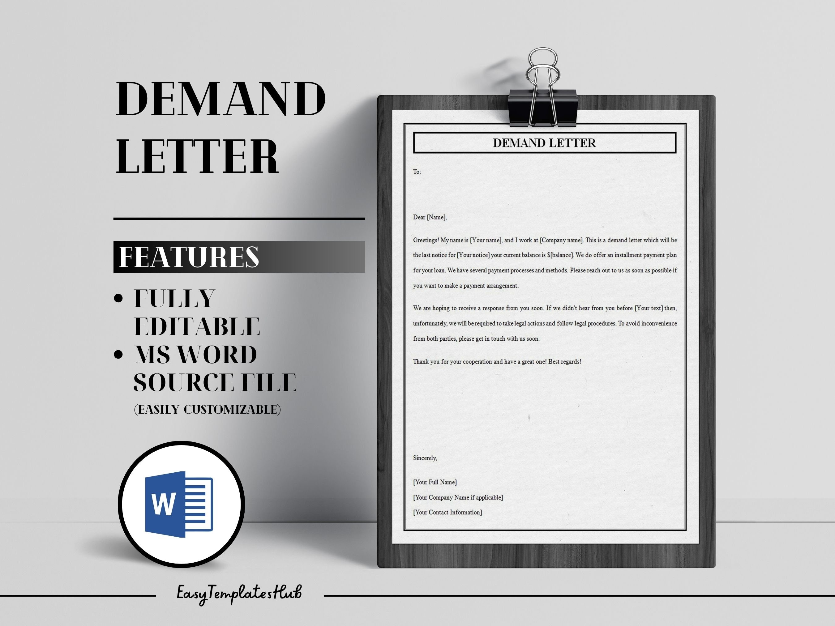 Professional Demand Letter, Demand Letter Template, Demand Letter ...