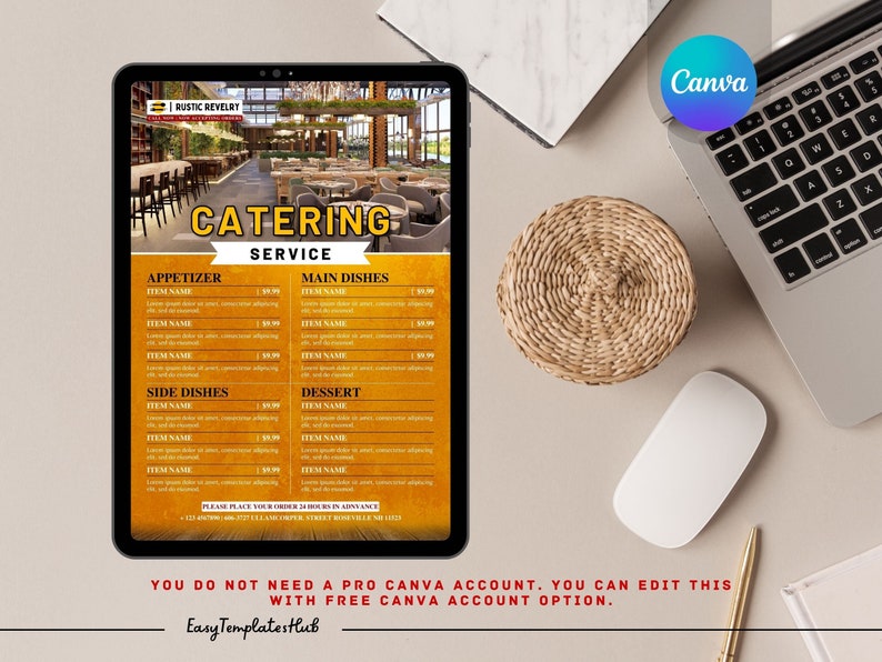 Editable Restaurant Menu, Catering Menu, Catering Price List, Catering ...