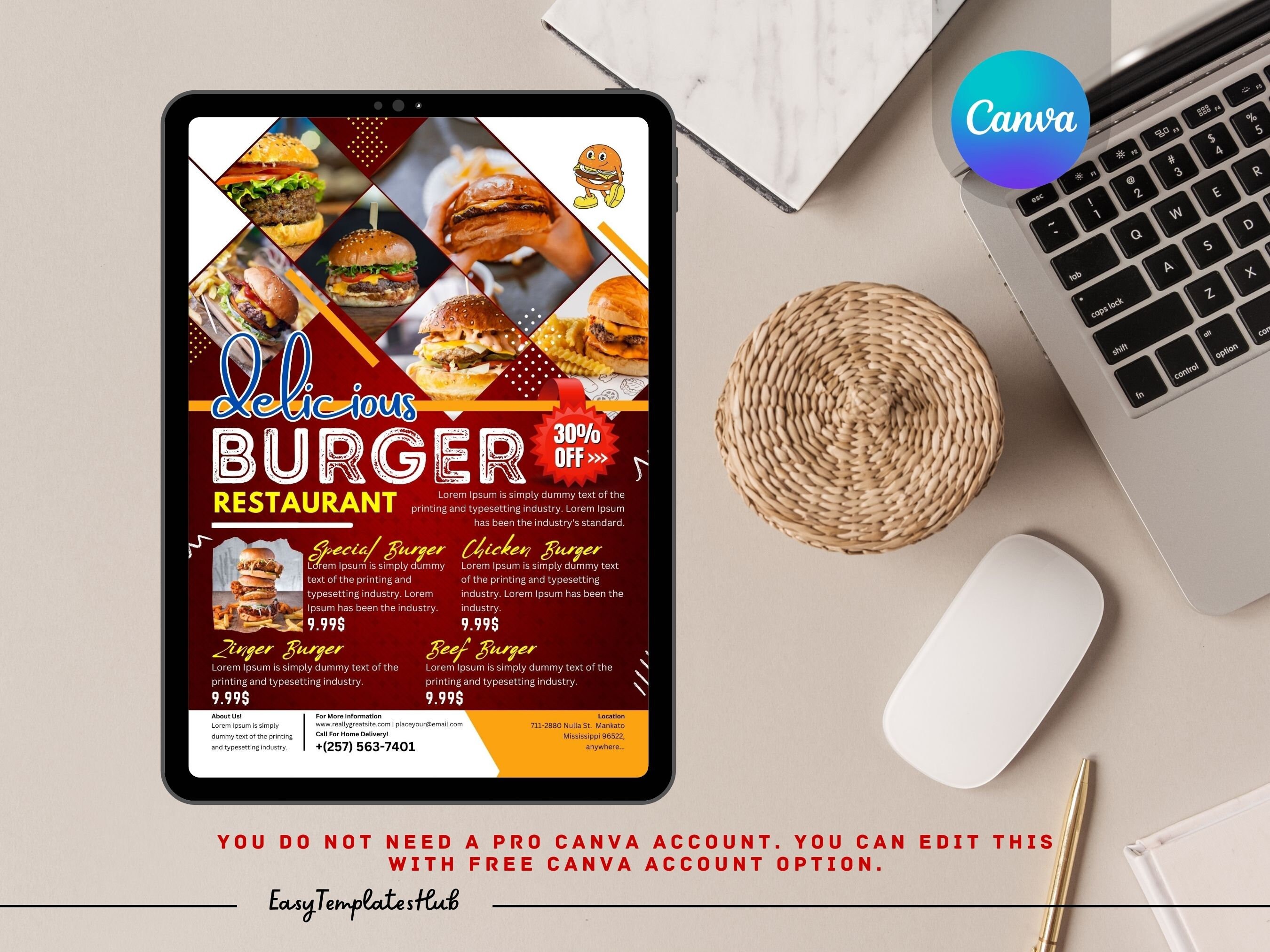 Burger Flyer Template, Food Flyer Template, DIY Canva Burger Flyer ...