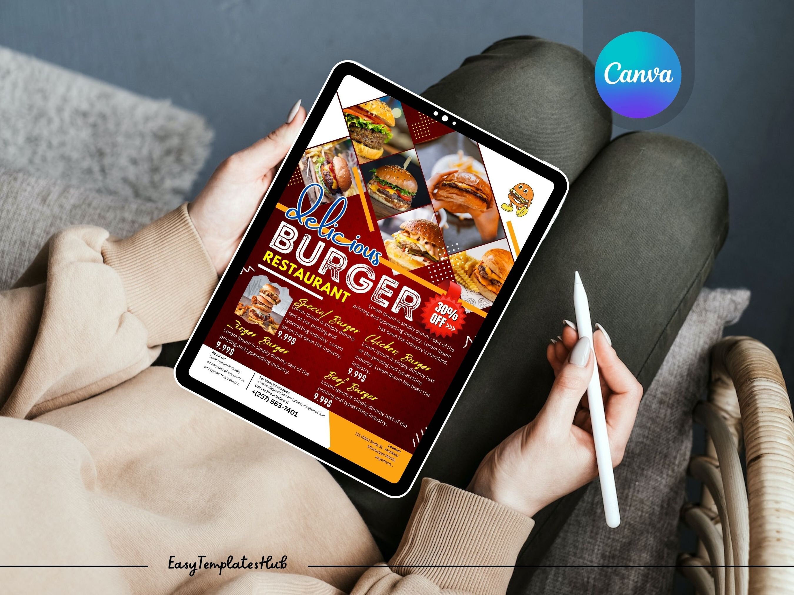Burger Flyer Template, Food Flyer Template, DIY Canva Burger Flyer ...