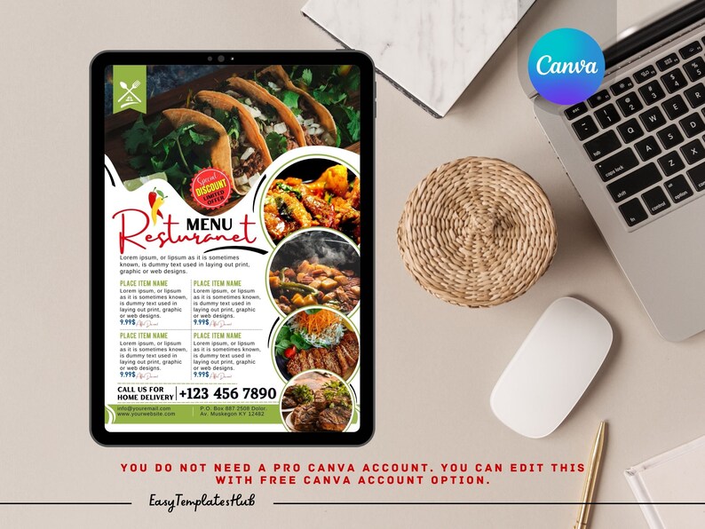 Editable Food Flyer Template, Food Menu Flyer, Restaurant Menu Template ...