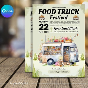 Editable Food Truck Theme Template, Food Truck Flyer, Food Truck ...