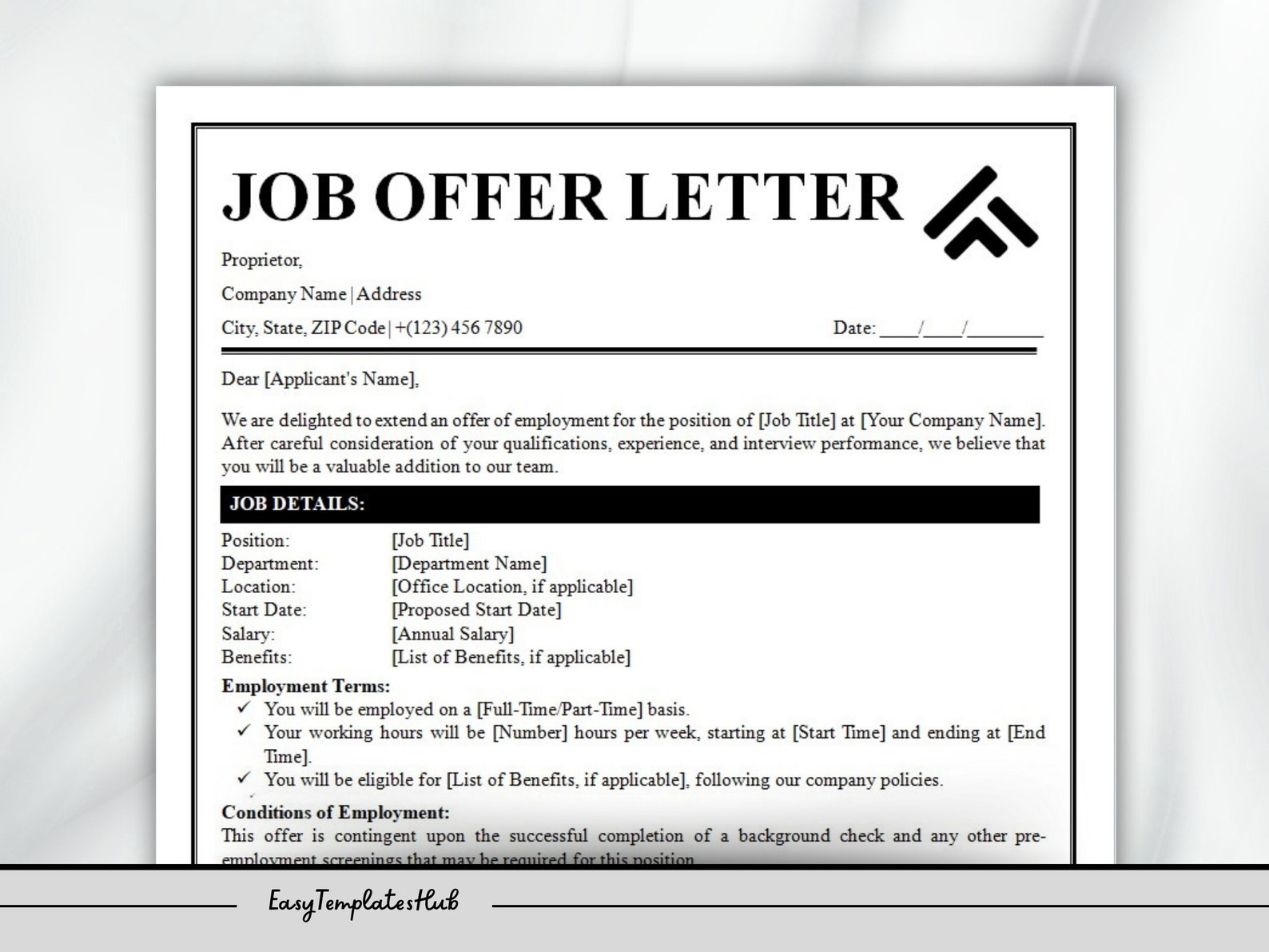 Professional Job Offer Letter, Employment Job Offer Letter, Editable ...
