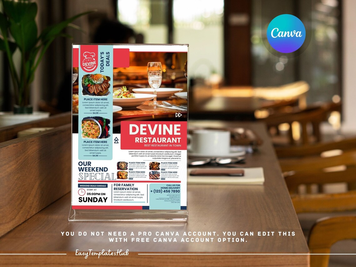 Food Business Flyer, Restaurant Flyer, Cafe Flyer Template, Editable ...